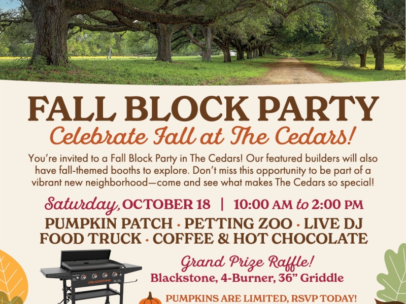 Save the Date! Fall Block Party at The Cedars